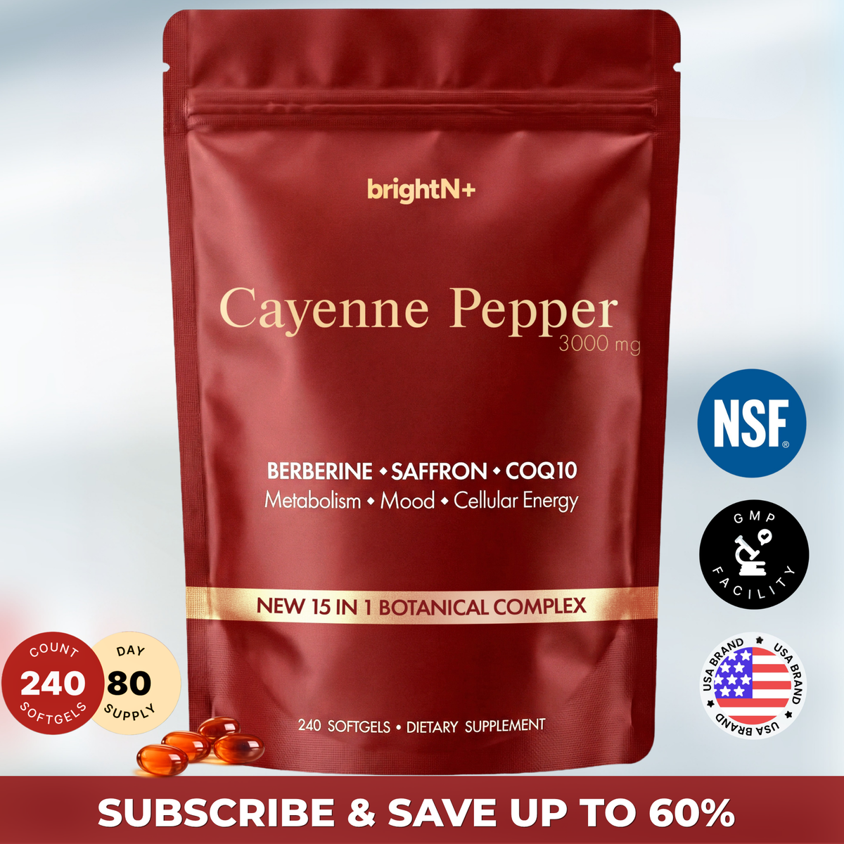 Cayenne Pepper 3000 mg – 240 Softgels (NEW 15 IN 1 BOTANICAL COMPLEX ...