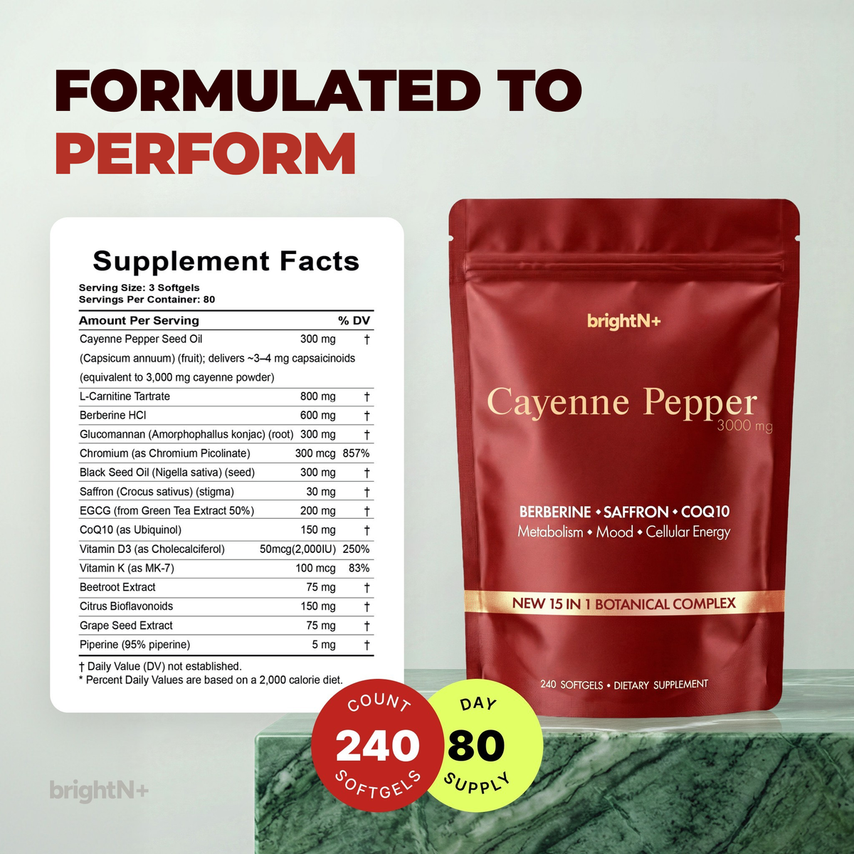 Cayenne Pepper 3000 mg – 240 Softgels (NEW 15 IN 1 BOTANICAL COMPLEX ...